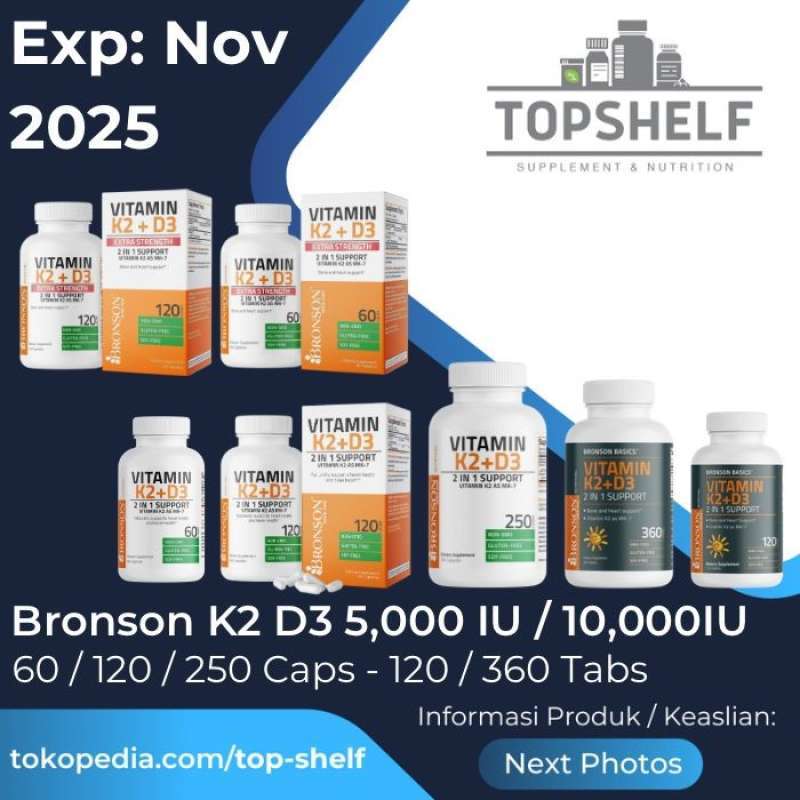 Promo Bronson Vitamin D3 5000 Iu K2 90 Mcg For Heart Bones Immunity 120 ...