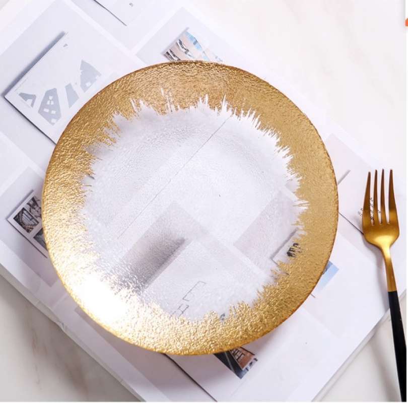 Promo Luxury Gold Glass Charger Plate Piring Gold Besar Mewah Diskon 23 ...