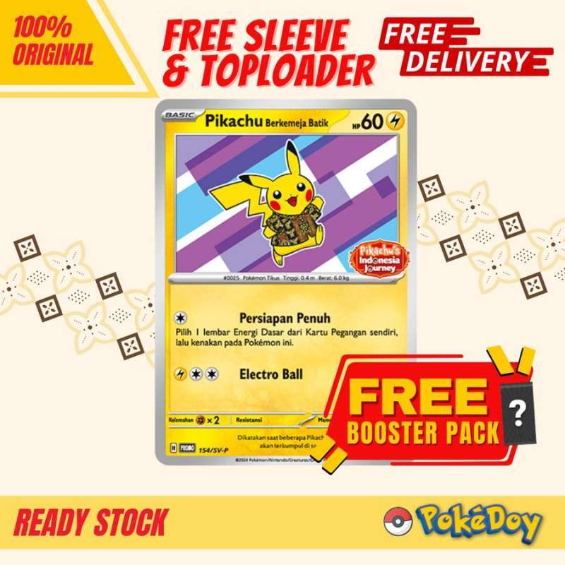Jual New Kartu Pokemon Pikachu Berkemeja Baju Batik Promo 154/sv-p Limited Edition Tcg Indonesia ...