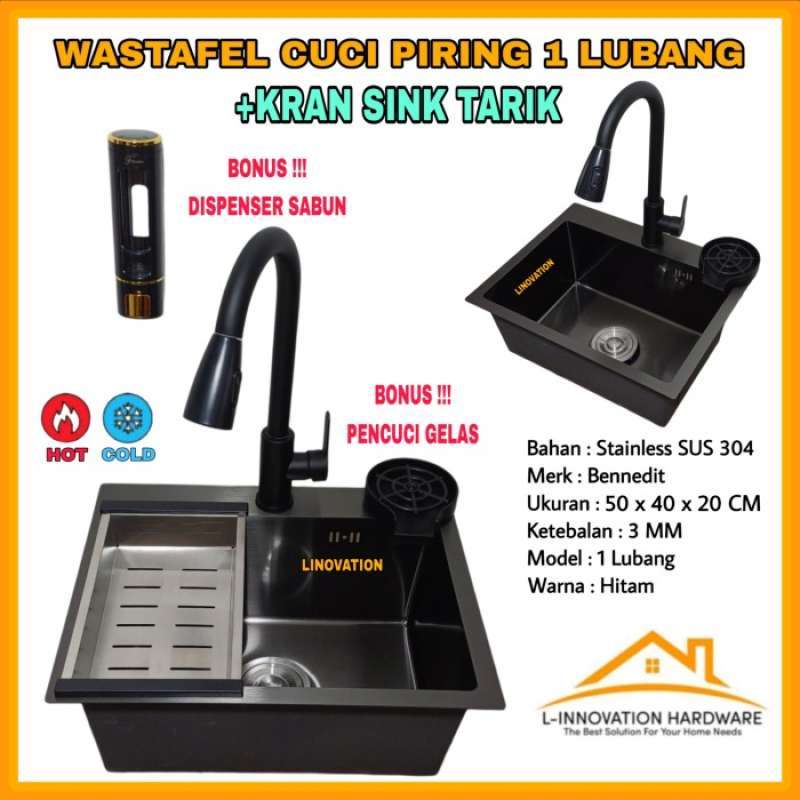 Promo Wastafel Cuci Piring Kitchen Sink 1 Lubang 5040 Stainless Steel ...