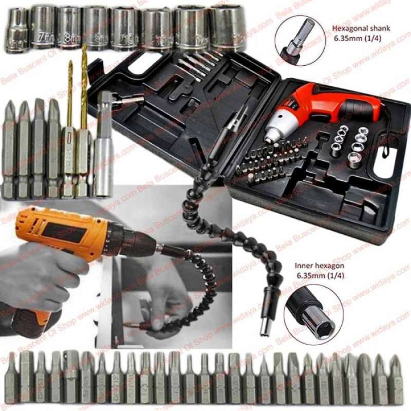 Promo Paket Obeng Bor Elektrik Snake Extension Motor Mobil Perkakas ...
