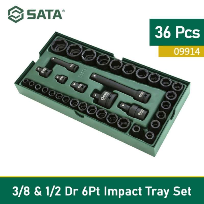 Promo Sata Kunci Impact Socket Tray Set 38 Pcs 3/8 Inch & 1/2 Inch ...