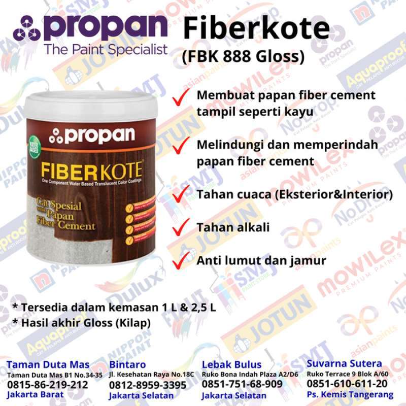 Promo Pan Fiberkote Cat Fibersemen Gloss Fbk - 888 Kemasan 1l Tinting ...