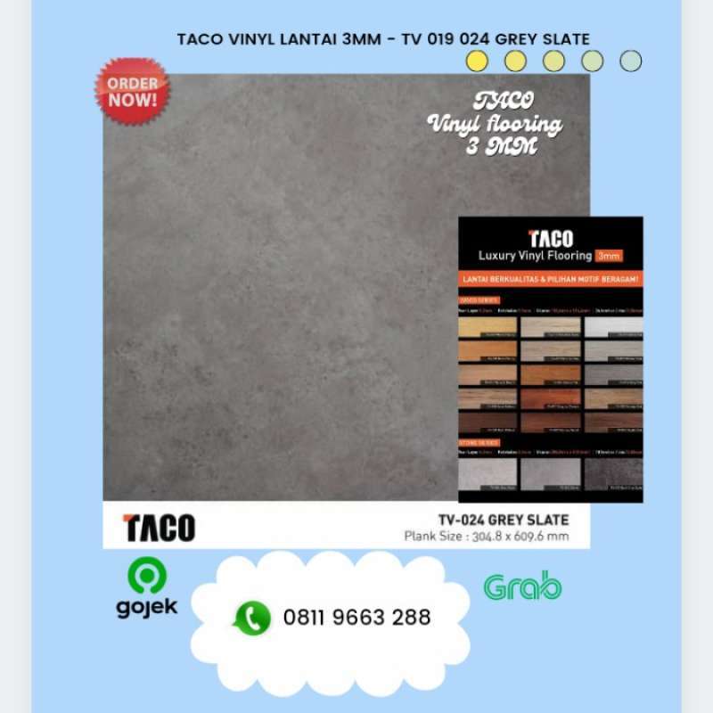Promo Lantai Vinyl 3mm Taco Tv-024 Grey Slate Stone Diskon 23% Di ...