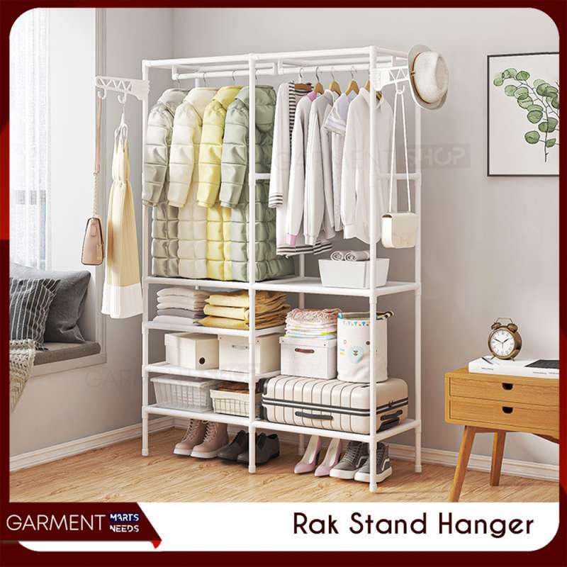 Jual Rak Lemari Terbuka Stand Hanger Berdiri Gantungan Baju Double ...