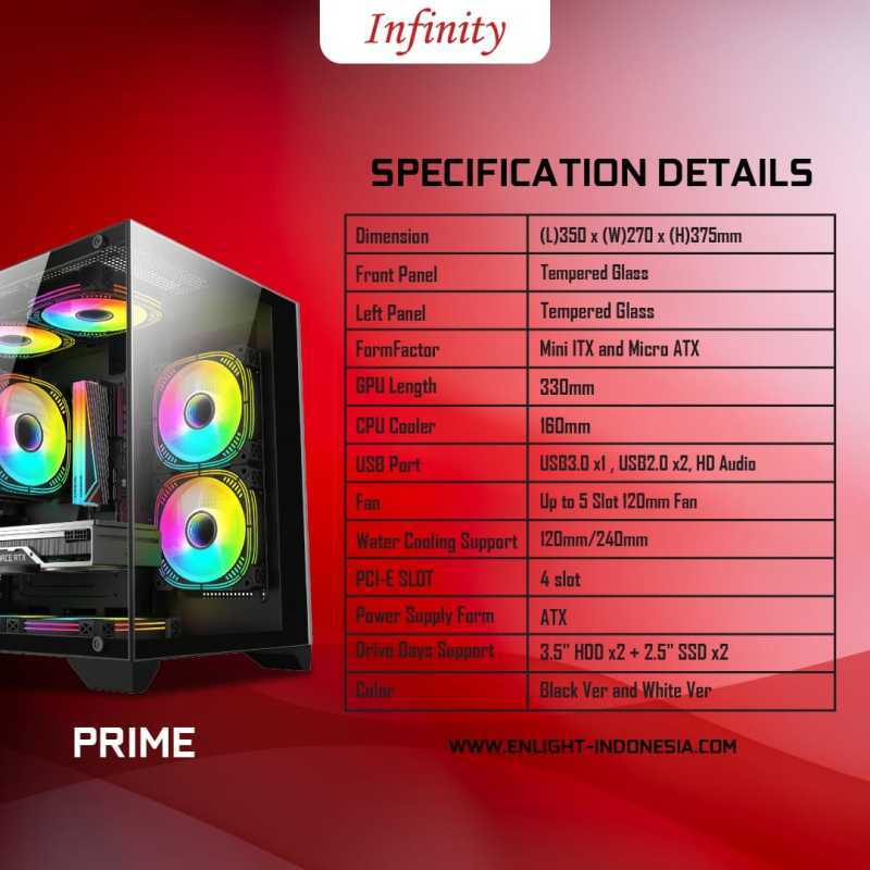 Jual Casing Pc Gaming Infinity Prime (m-atx) Tempered Glass Front ...