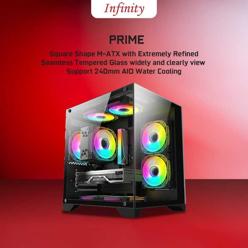 Jual Casing Pc Gaming Infinity Prime (m-atx) Tempered Glass Front & Side Panels - Black Di ...