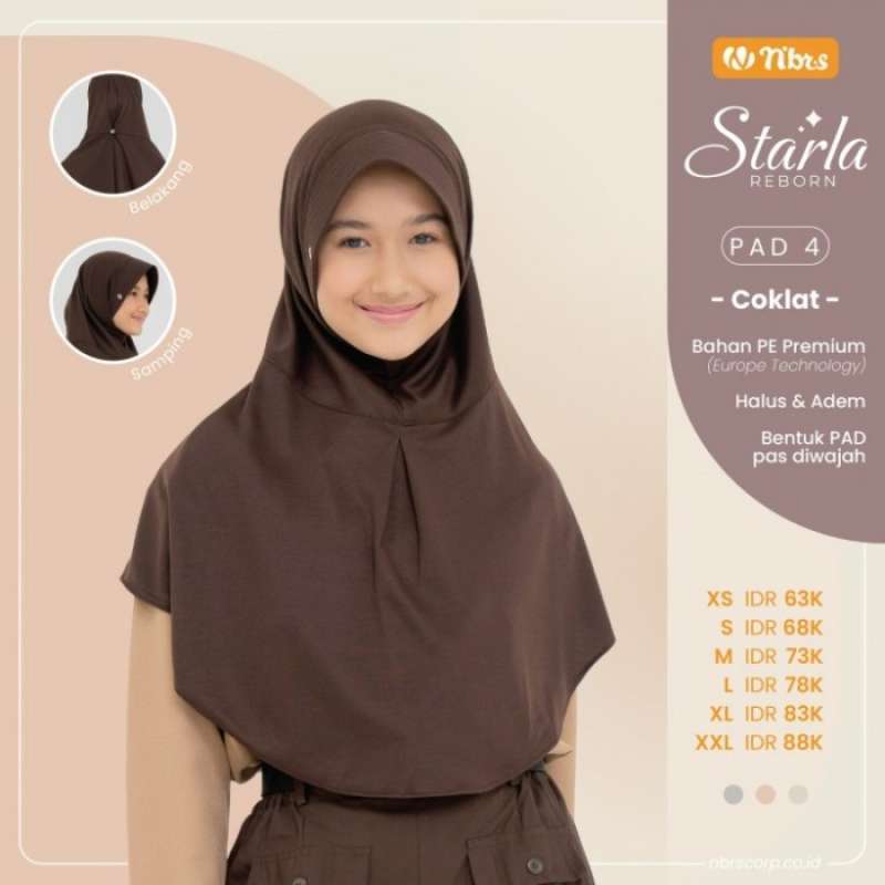 Jual Nibras Hijab Starla Pad 4 Coklat Pramuka Jilbab Bergo Sd/smp/sma/dewsa - Putih White Xxl Di ...