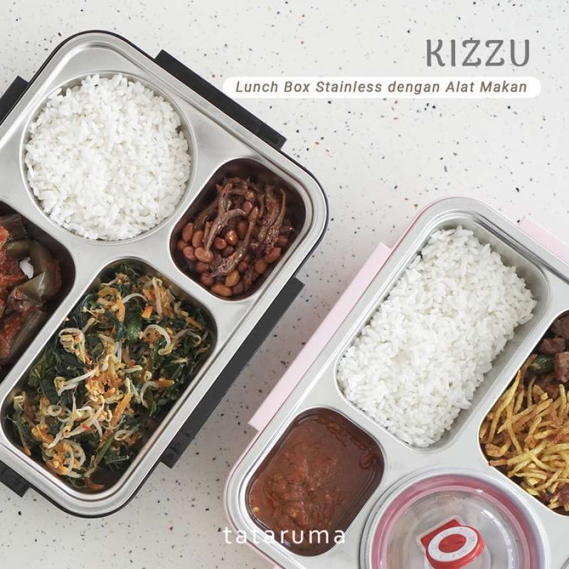 Jual Kizzu - Lunch Box Stainless 304 Sekat Kotak Bekal Dengan Alat ...