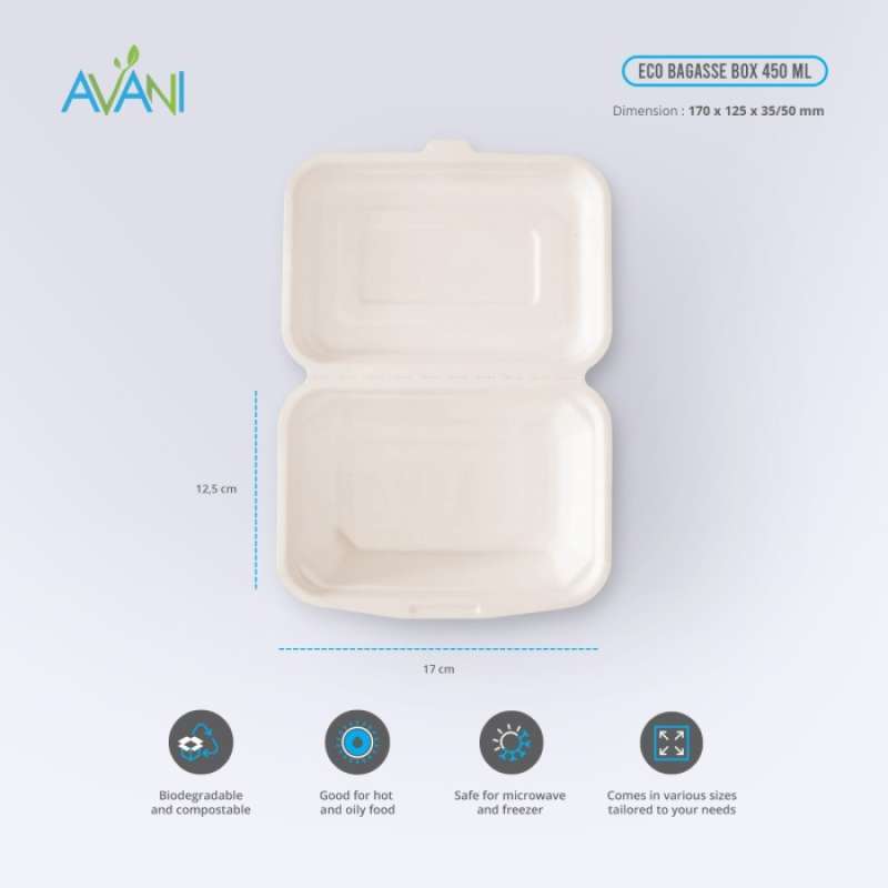 Jual Kotak Makan 450ml Bagasse Food Container Kotak Makan Ramah ...
