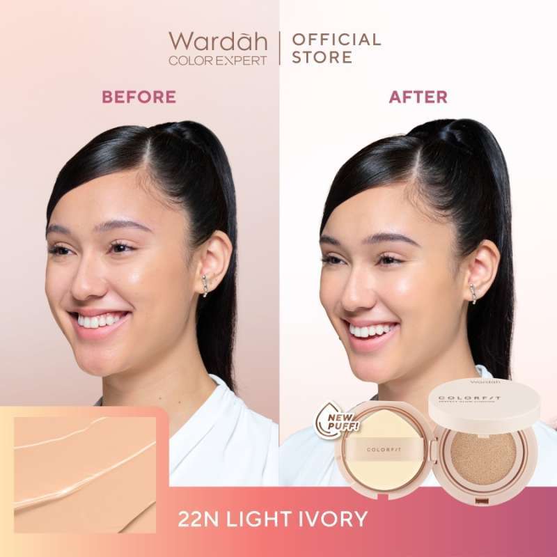 Jual Wardah Colorfit Perfect Glow Cushion - 22n Light Ivory Di Seller ...