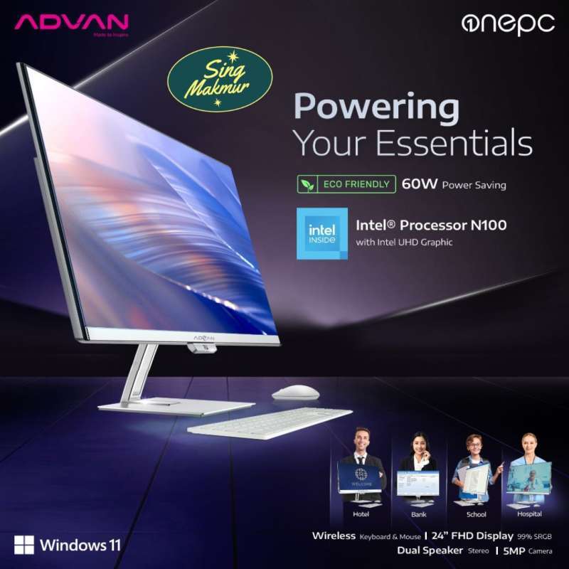 Jual Advan All In One Pc Aio Onepc Intel N100 99% Srgb 60w Power Saving ...