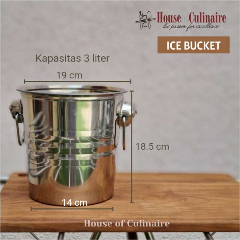 Jual Ice Bucket 3 Liter Tempat Wadah Es Batu Ember Stainless Steel Di ...