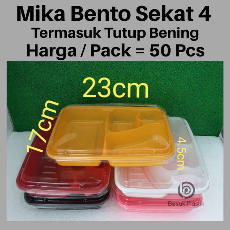 Jual Mika Bento Sekat 4 / Bento Lubang 4 / Bento Box / Bento Katering ...
