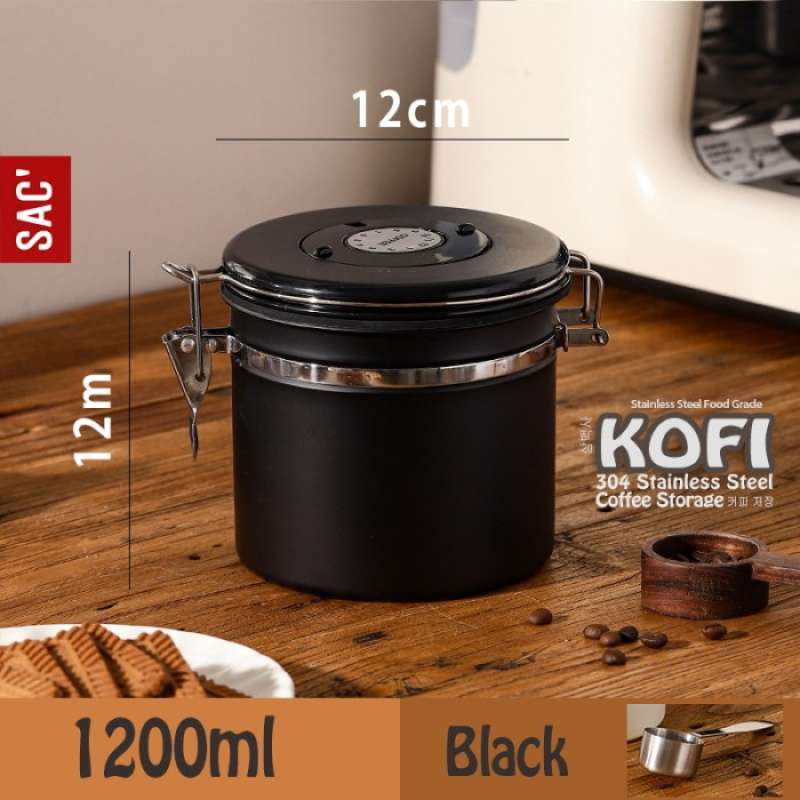Jual Kofi Coffee Canister Stainless Storage Toples Simpan Kopi Kedap ...