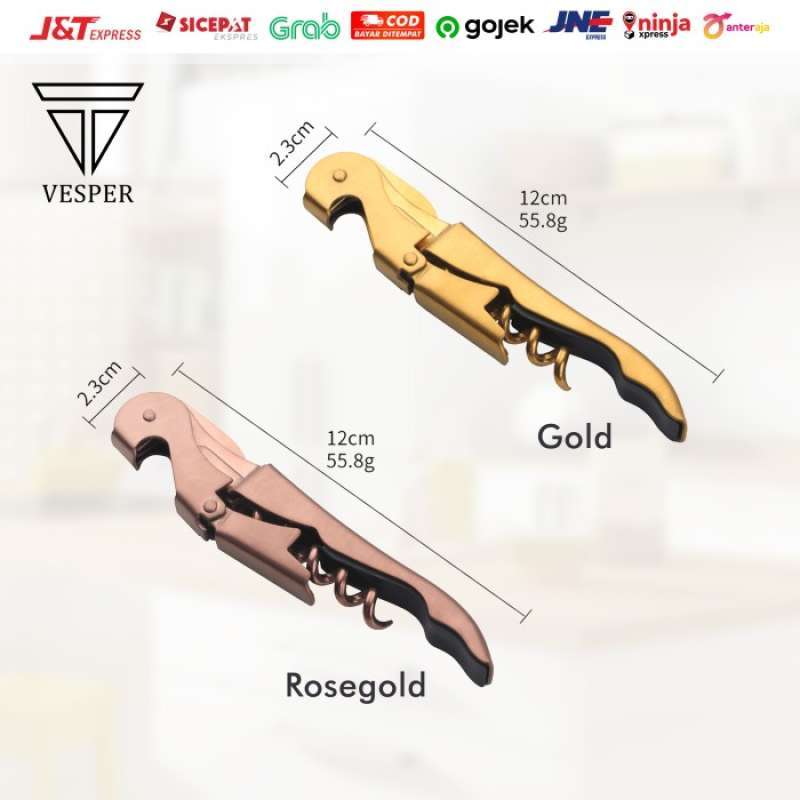 Jual Corkscrew Wine Opener Stainless Warna / Pembuka Botol Wine Bar ...