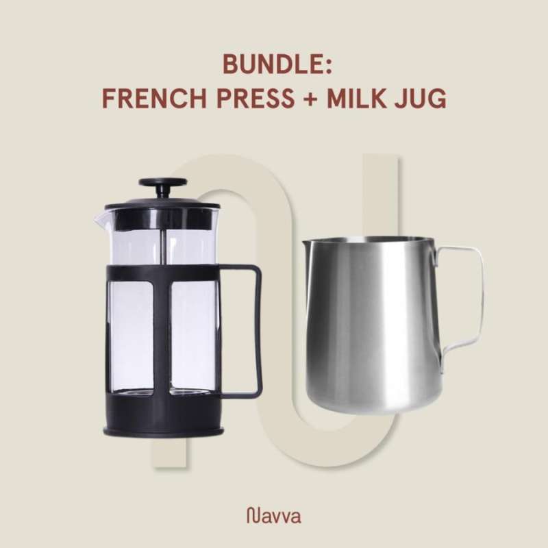 Jual 1 Set French Press Kopi & Milk Jug Coffee Pitcher Barista Bundle ...