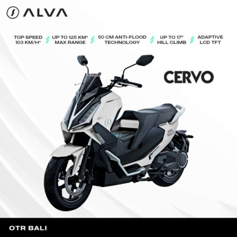 Promo Alva Cervo Sepeda Motor Listrik - 2 Baterai - Bali Halo White - White Accent Diskon 5% Di ...