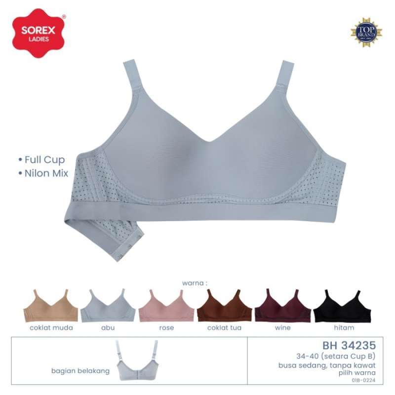 Jual Sorex Bra Tanpa Kawat Full Cup B Busa Sedang Kait 3 Nilon Mix Bra ...