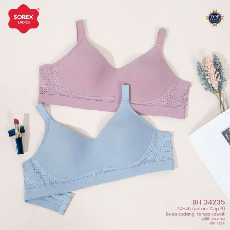 Jual Sorex Bra Tanpa Kawat Full Cup B Busa Sedang Kait 3 Nilon Mix Bra Harian Bh 34235 - Biru 34 ...