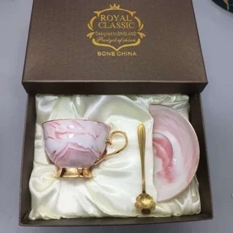 Jual Petitemaison Paket Cangkir Teh - Jasmine Marble Tea Cup Set - Grey ...