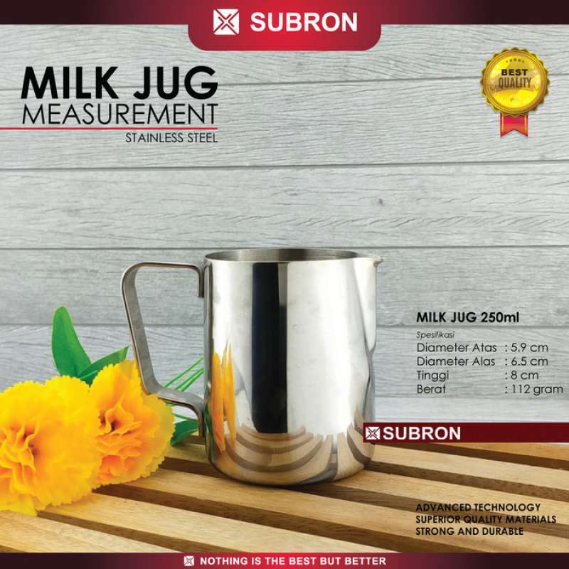 Jual Subron Milk Jug Pitcher Latte Art Polos 250ml 350ml Stainless ...