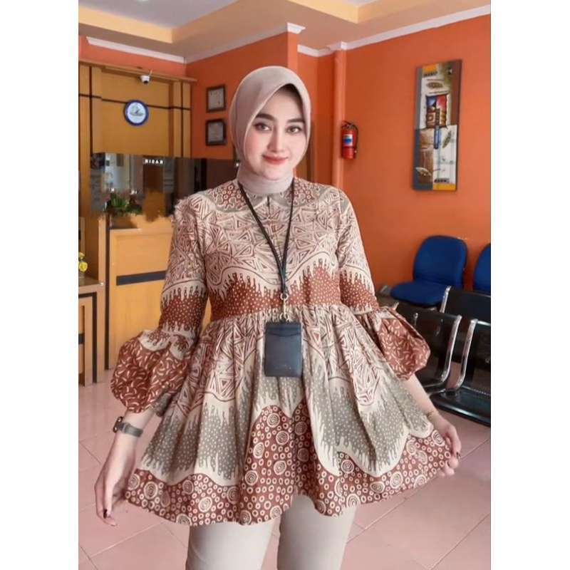 Promo Batik Wanita Asj Sa Hrb026 Kenongo Kemeja Tosca Pendek Batik Fashion Baju Wanita - Xxl ...