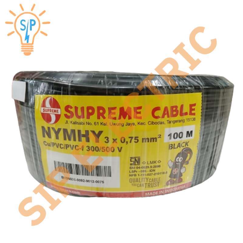 Jual Kabel Supreme Nymhy Nyyhy 3x0.75mm Serabut Hitam 3x0,75 Mm 1roll ...