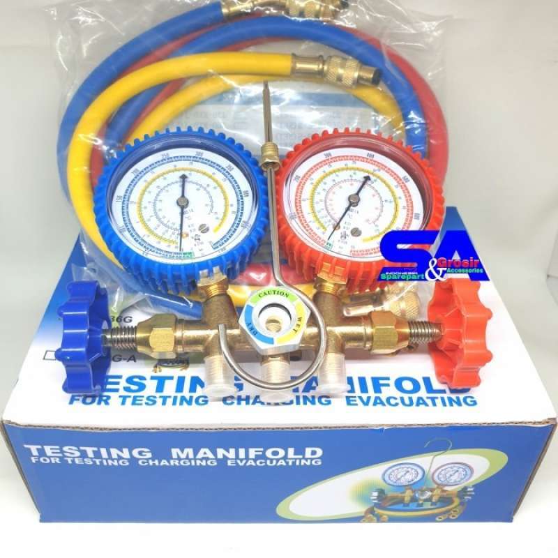 Promo Manifold Double Multi Set Selang/alat Ukur Tekanan Freon R22-410 ...