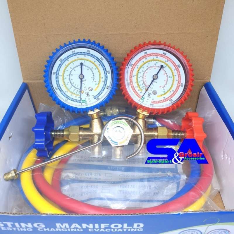 Promo Manifold Double Multi Set Selang/alat Ukur Tekanan Freon R22-410-134 Diskon 23% Di Seller ...