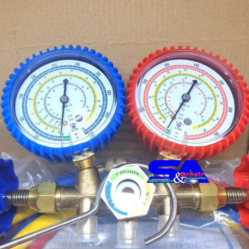 Promo Manifold Double Multi Set Selang/alat Ukur Tekanan Freon R22-410-134 Diskon 23% Di Seller ...