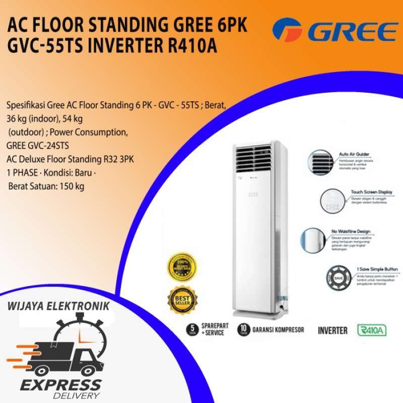 Promo Ac Floor Standing Gree 6pk Gvc-55sts Inverter R410a Diskon 23% Di ...