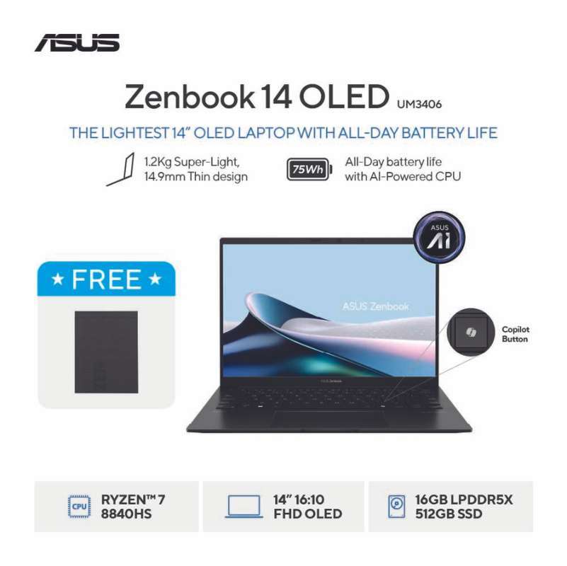 Asus Zenbook 14 Oled Um3406 Ha - 🔥 Harga & Spesifikasi Terbaru Mei 2026