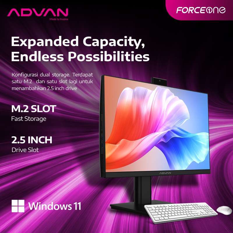 Jual Advan Aio Force One Pc Amd Ryzen 5 6600h Ram32gb Ssd1tb 24'' Ips ...