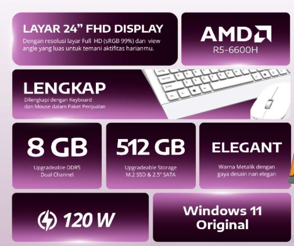 Jual Advan Aio Force One Pc Amd Ryzen 5 6600h Ram32gb Ssd1tb 24'' Ips ...