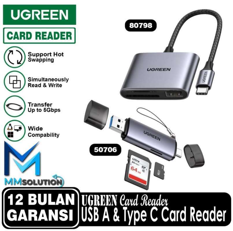 Promo Ugreen Card Reader USB Type C / USB A 3.0 To USB 3.0 Sd/tf Card ...