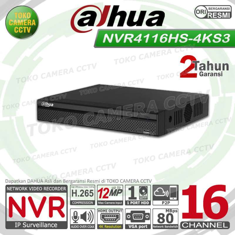 Jual Nvr Dahua 16 Channel 16ch Nvr4116hs-4ks3 16ch 12mp Ip Camera 1slot ...