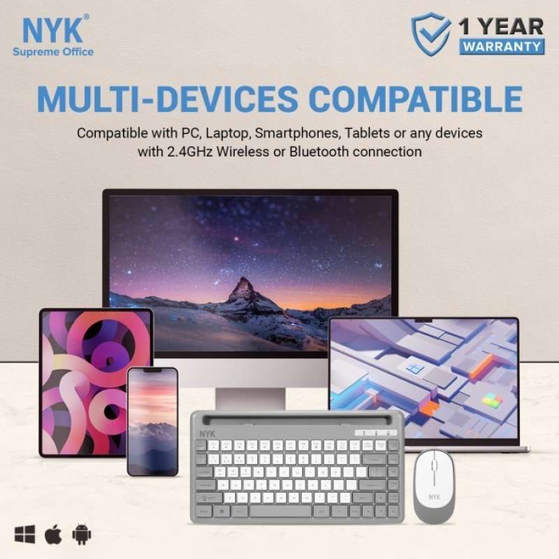 Jual Nyk K50 K-50 Wireless Office Keyboard Mouse Combo With Stand ...