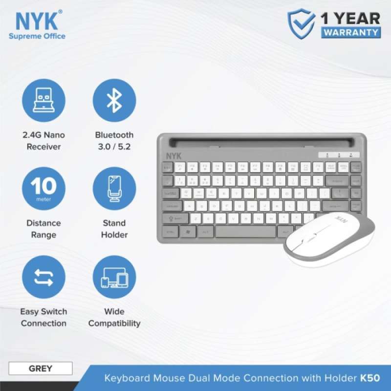 Jual Nyk K50 K-50 Wireless Office Keyboard Mouse Combo With Stand ...