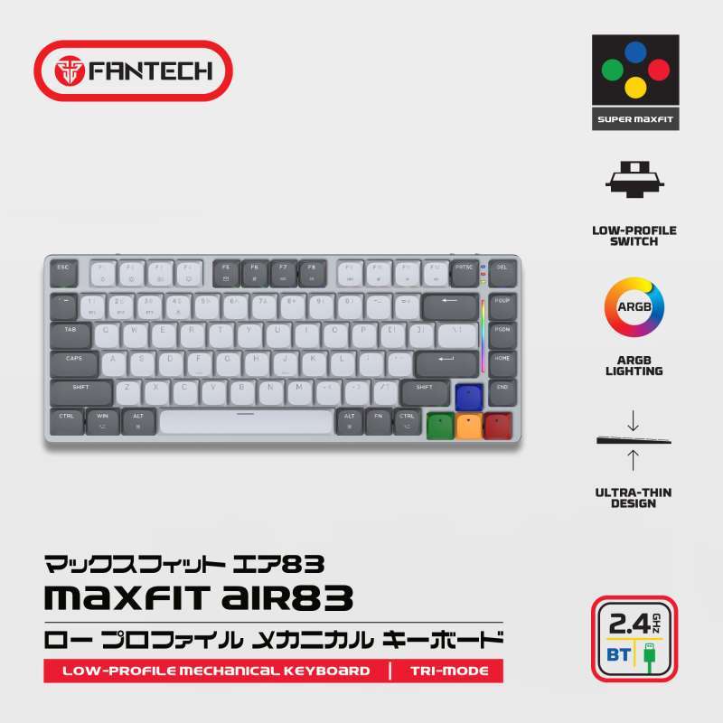 Jual Keyboard Gaming Fantech Maxfit Air 83 75% Mechanical Mk 915 Grey ...
