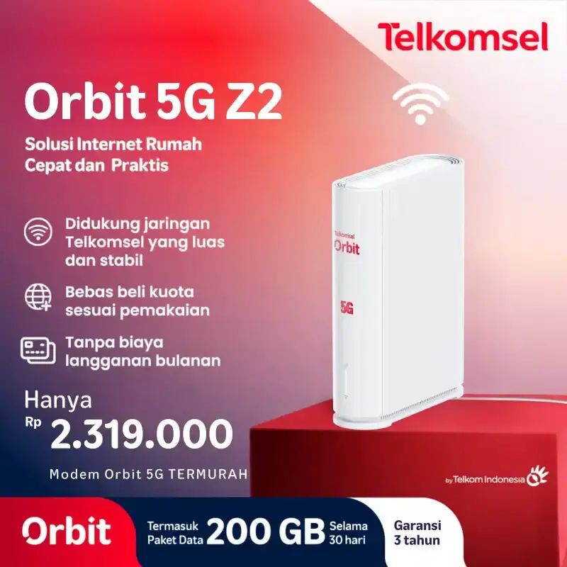 Jual Telkomsel Orbit 5g Z2 Modem Wifi 5g High Speed Free Kuota 200gb Di ...