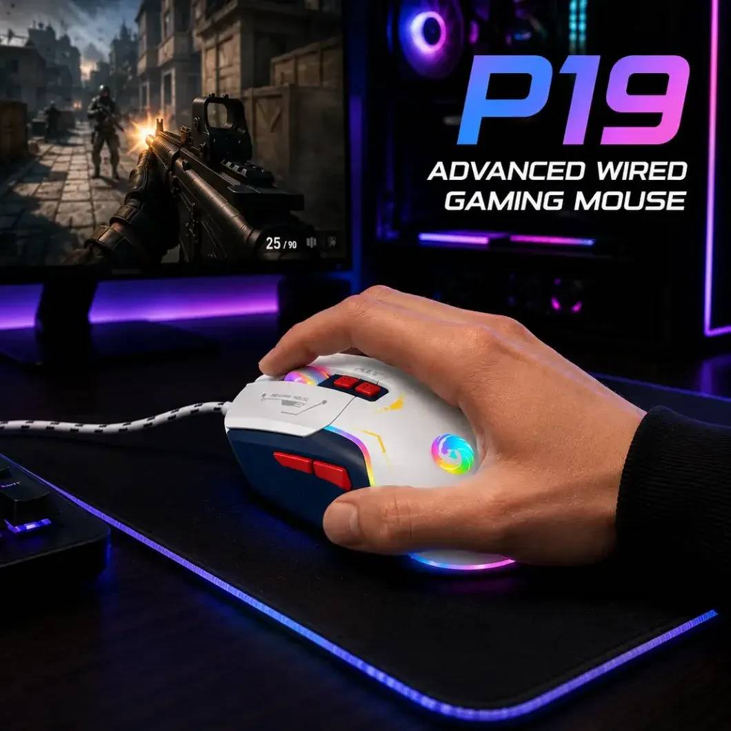 Promo Mouse Gaming Kabel P19 Rgb Lamp 3200 Dpi Ergonomic Anti Slip ...