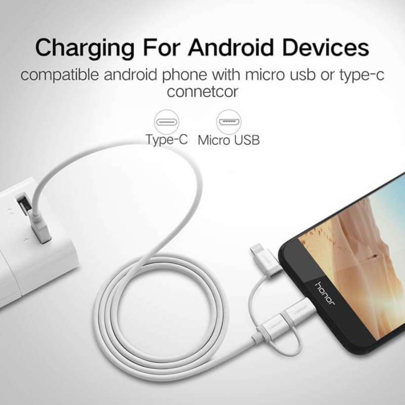 Promo Cable USB to Micro/Lightning/Type C UGREEN MFI 3in1 3A Fast ...