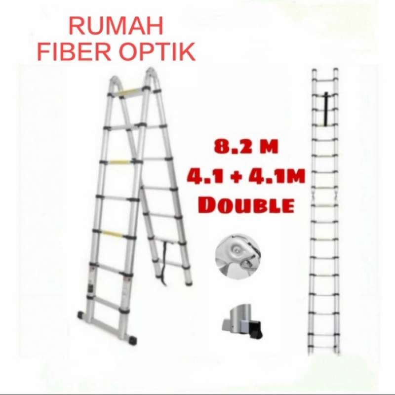 Jual Tangga Teleskopik Double 8,2 Meter Alumunium Tangga Lipat (4,1m+4 ...