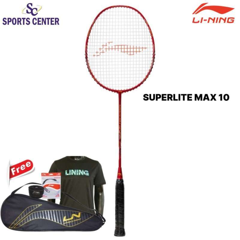 Promo New Full Set Raket Badminton Lining Superlite Max 10 Dark Red ...