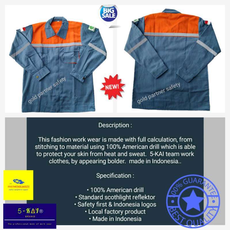 Promo baju atasan seragam proyek safety kombinasi work wear clothes 5 ...