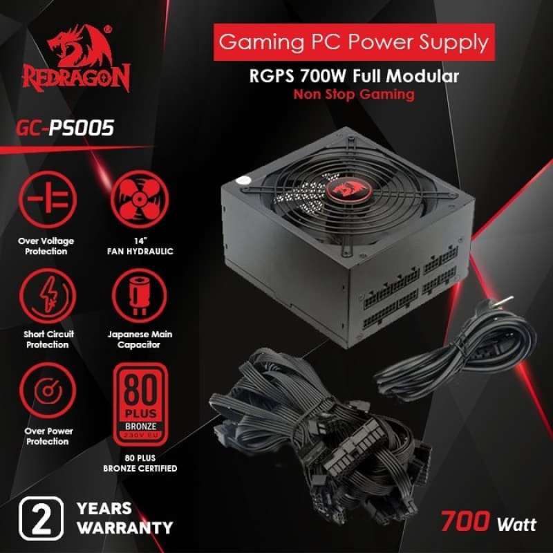 Promo Redragon Gaming Pc Power Supply Rgps 700w Full Modular - Gc-ps005 Diskon 23% Di Seller ...