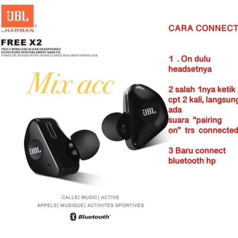 Jual Headset Bluetooth Jbl X2 Wireless Earphone Bluetooth Isi 2 Kiri ...