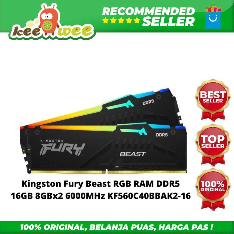 Jual Kingston Fury Beast RGB RAM DDR5 16GB 8GBx2 6000MHz KF560C40BBAK2-16 di Seller KeeWee Shop ...