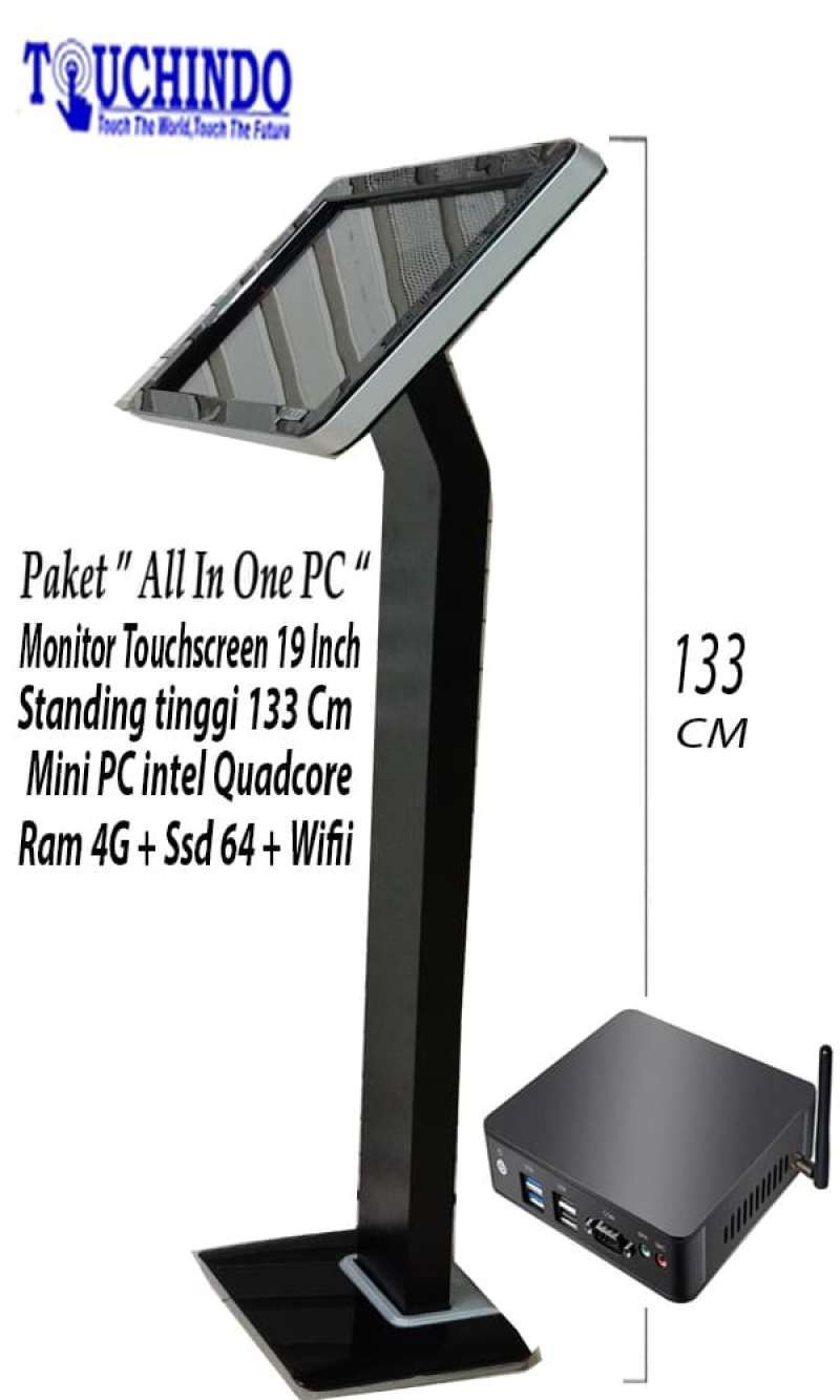 Promo Paket Monitor Touchscreen 19 Inch Standing 133 Cm + Mini Pc Quad ...